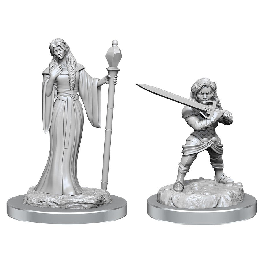 CR Unpntd Minis: Human Wizard Fem & Halfling Holy Warrior Fem (90550) – Gnomish Bazaar