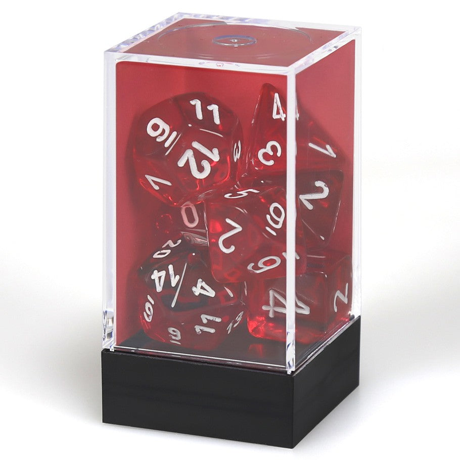 clear red dice set